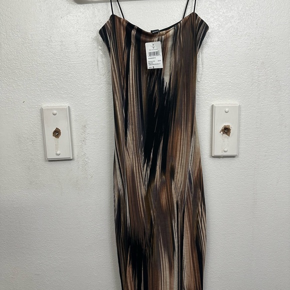 Windsor | Dresses | Windsor Brown And Black Striped Midi Dress | Poshmark